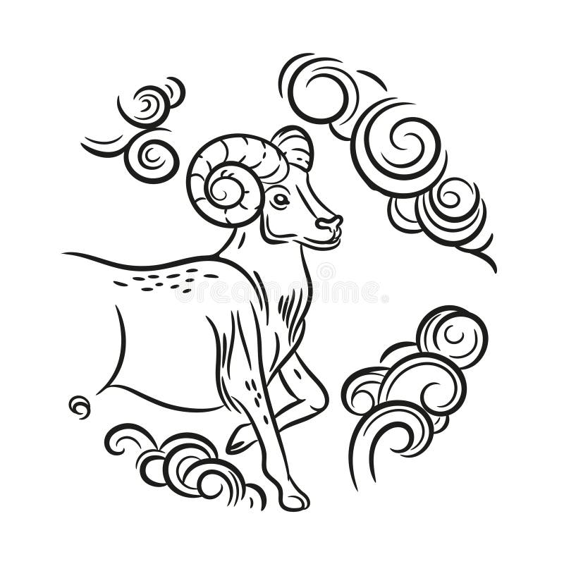 Vector Image of a Ram. Round Emblem. Year of the Sheep Stock Vector ...