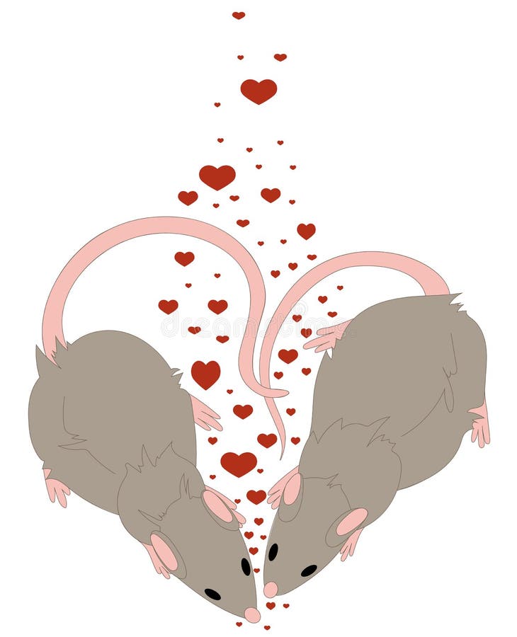 Vector Image of Rats Sitting in the Form of a Heart Contour Stock ...