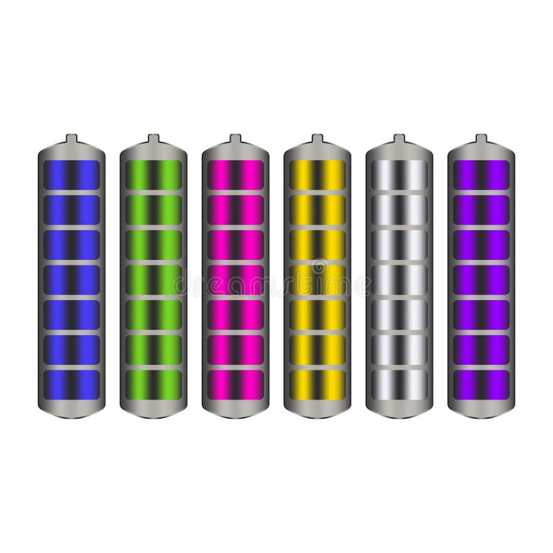 Battery with Charge Indicator of Different Colors Stock Vector ...