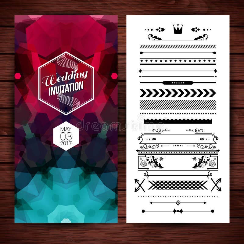Vector Image of Rectangular Wedding Invitation Stationery Objects Stock ...
