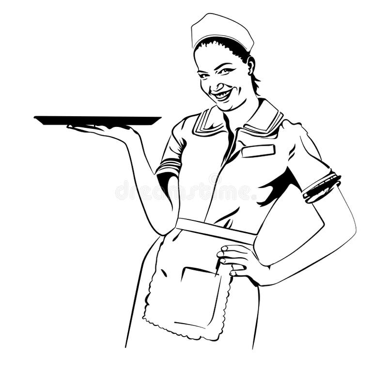 Vector Image Retro Diner Waitress Halftone Dots Background Stock Vector ...