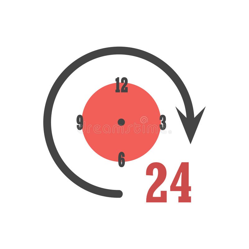 Vector Image Round the Clock. 24 Hours Stock Vector - Illustration of ...