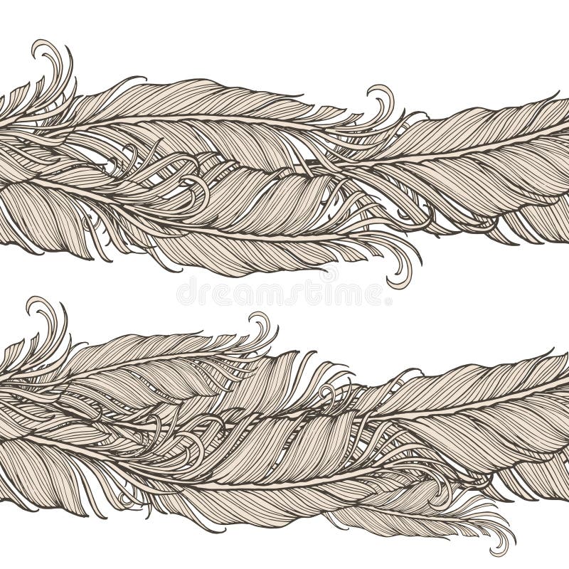 Vector Image of Seamless Feather Brush Border Pattern. Stock Vector ...