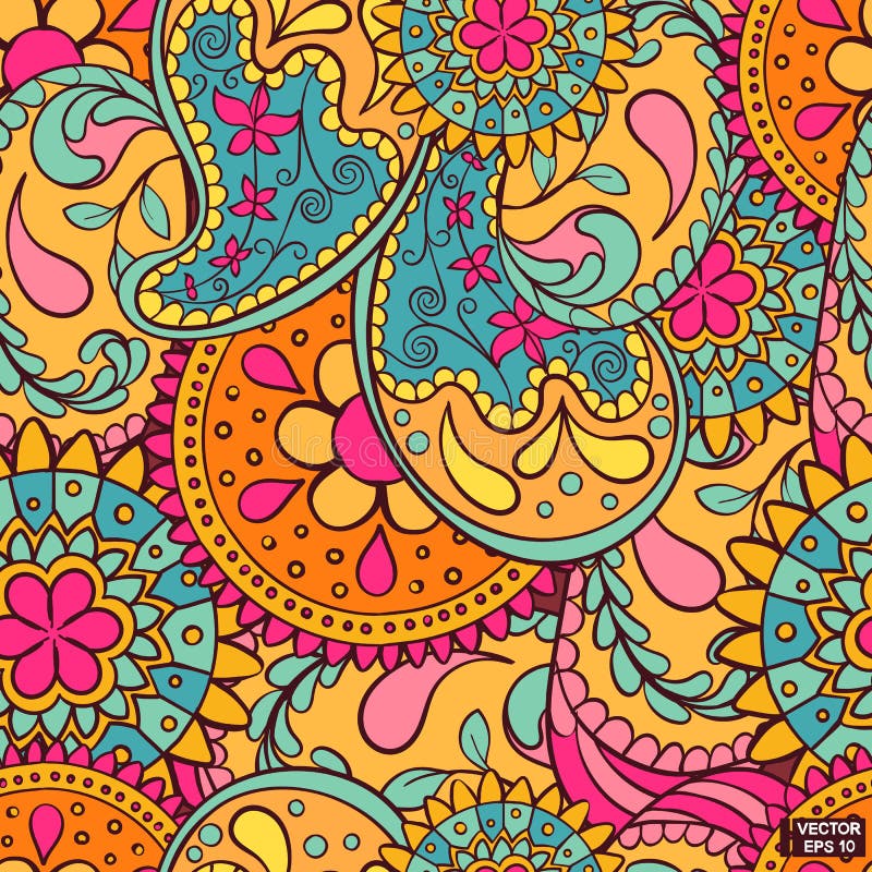 Seamless Pattern Indian Ornament Stock Illustration - Illustration of ...