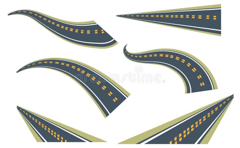 Vector Image of a Set of Asphalt Roads. Cartoon Style. EPS 10 Stock ...