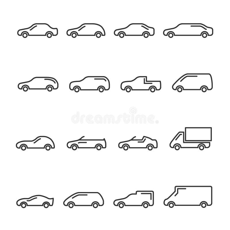 Vector Image Set of Car Line Icons. Stock Illustration - Illustration ...