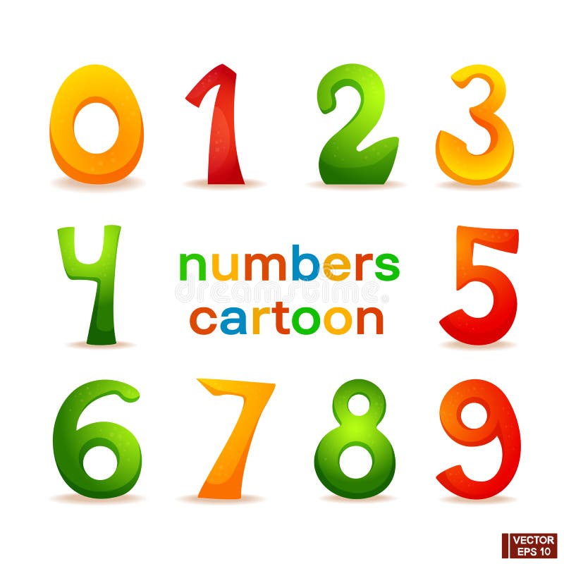 Cartoon Colored Numbers Stickers Set Stock Vector - Illustration of ...