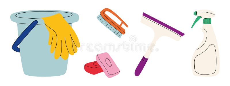Vector Image of a Set for Cleaning. Household Cleaning Products Stock ...