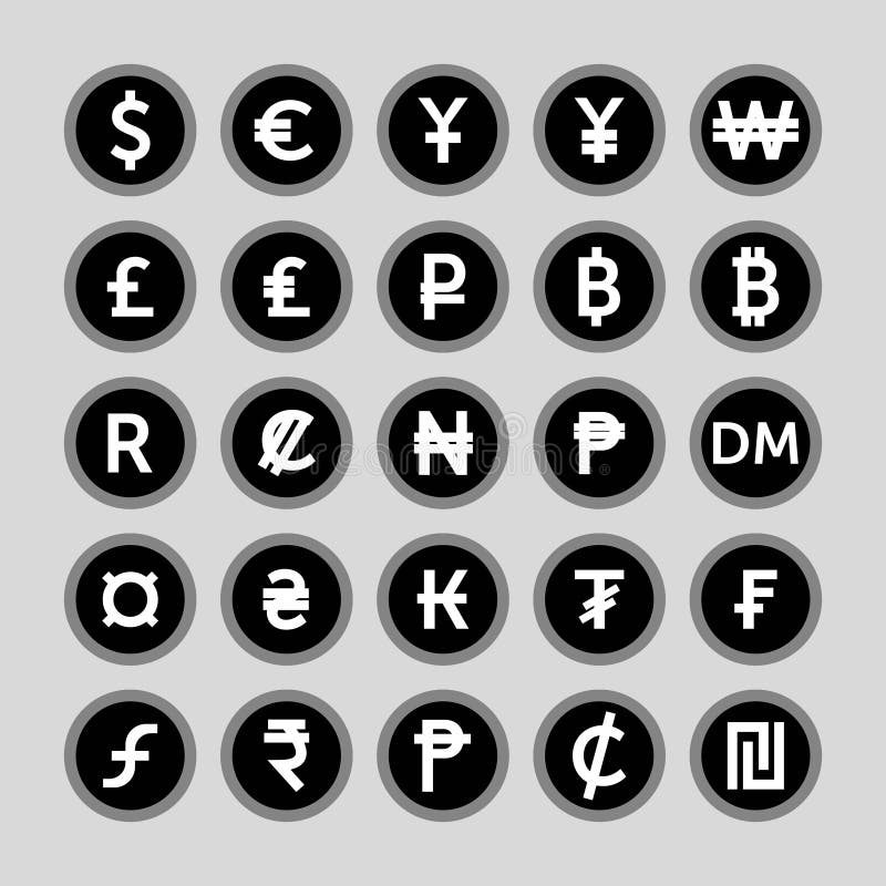 Vector Image of Set of Currency Icons. Stock Vector - Illustration of ...