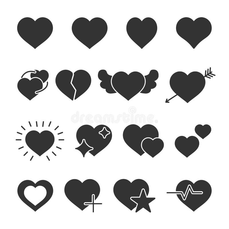 Vector Image Set of Hearts Icons. Stock Vector - Illustration of ...