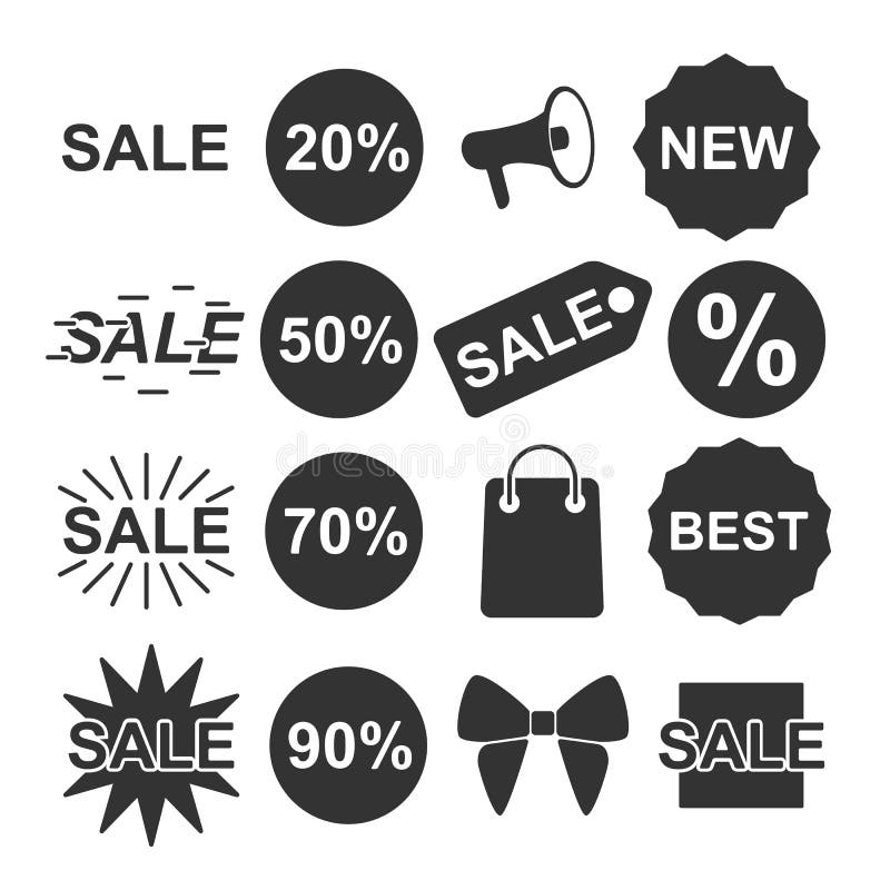 Vector Image Set Sale Icons. Stock Illustration - Illustration of ...