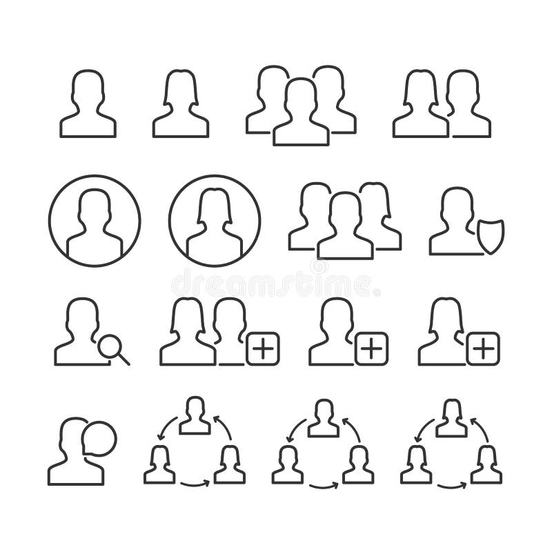 Vector Image Set User Line Icons. Stock Illustration - Illustration of ...