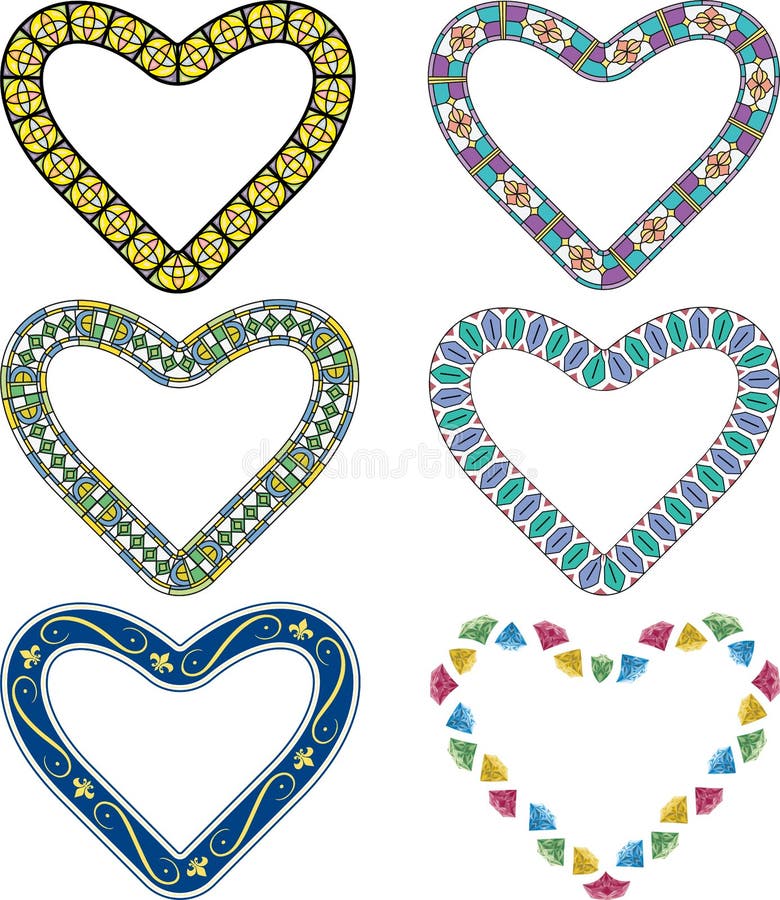 Vector Image of Set Various Colorful Ornamental Abstract Heart Shapes ...