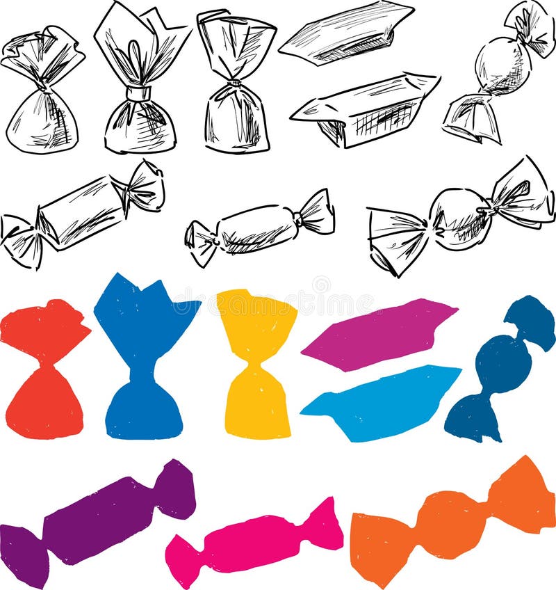 Vector Image of Set Various Outlines and Silhouettes Candies Stock ... Vector Image of Set Various Outlines and Silhouettes Candies Stock ...