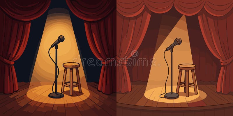 A Dual Stage Illustration for Comedy or Performance Themes Stock Vector ...
