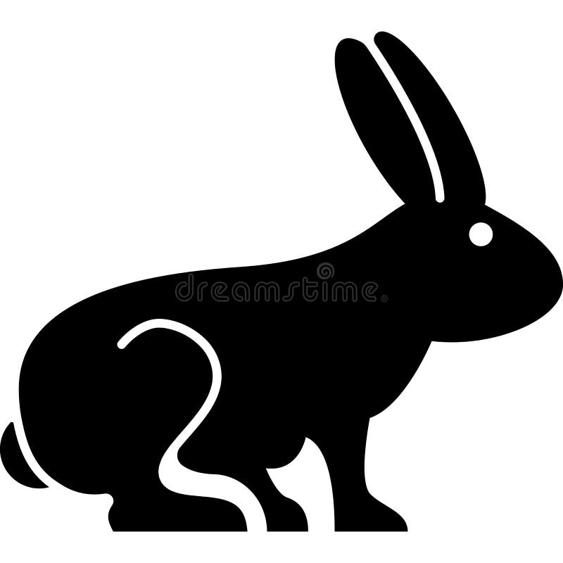 Vector, Image of Rabbit Icon, Black and White, with a Transparent ...