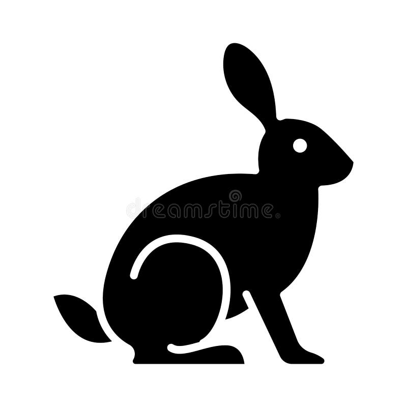 Vector, Image of Rabbit Icon, Black and White, with a Transparent ...
