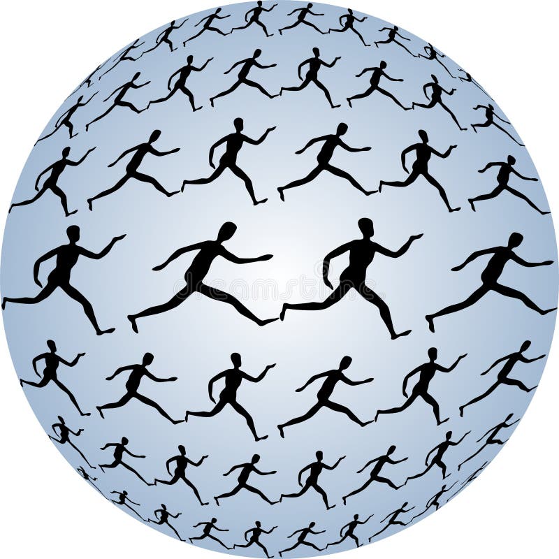 Vector Image of Silhouettes Abstract Human Figures Running in Rows on ...