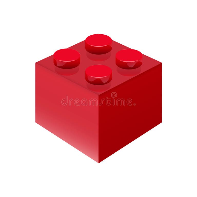 Vector Image of Single Red Building Block Isolated Stock Vector ...