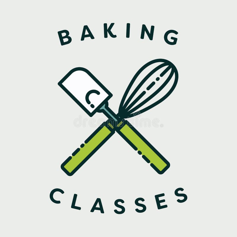 Vector Image of Spatula and Egg Beater with Text Baking Classes Stock ...
