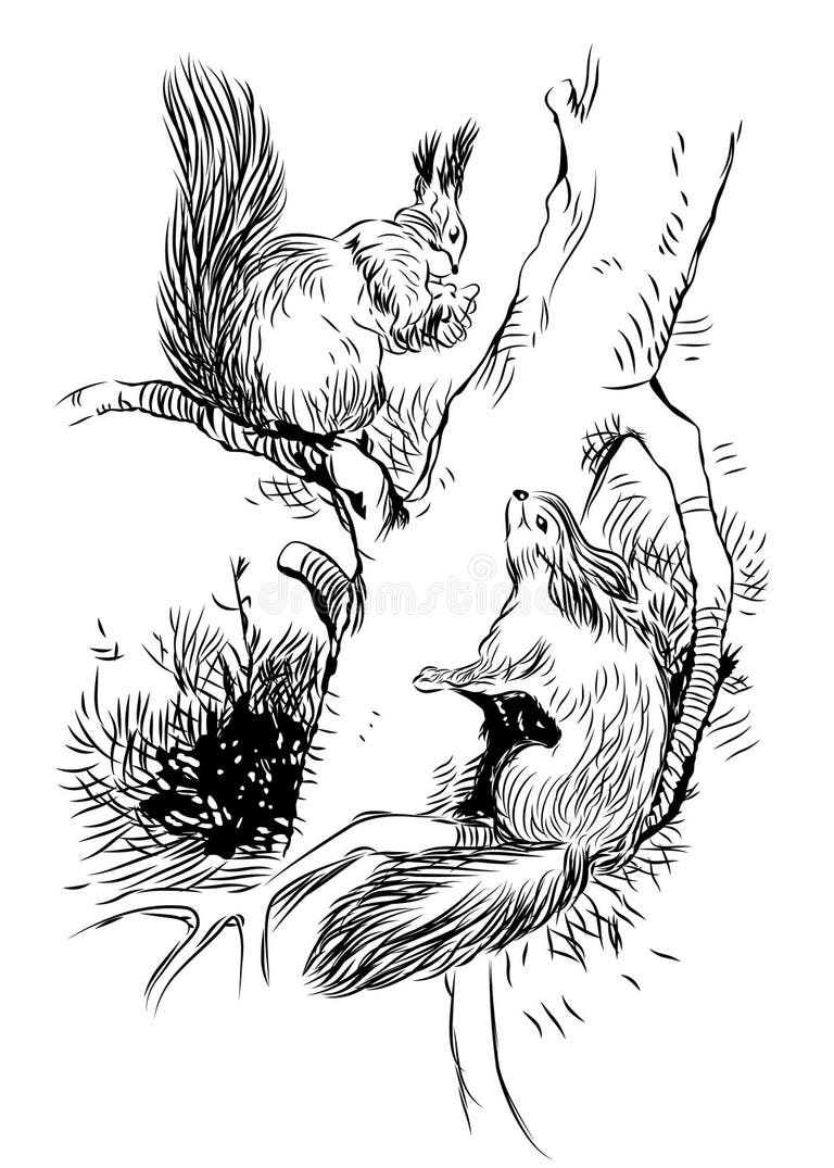 Squirrels Tree Stock Illustrations – 4,459 Squirrels Tree Stock ...