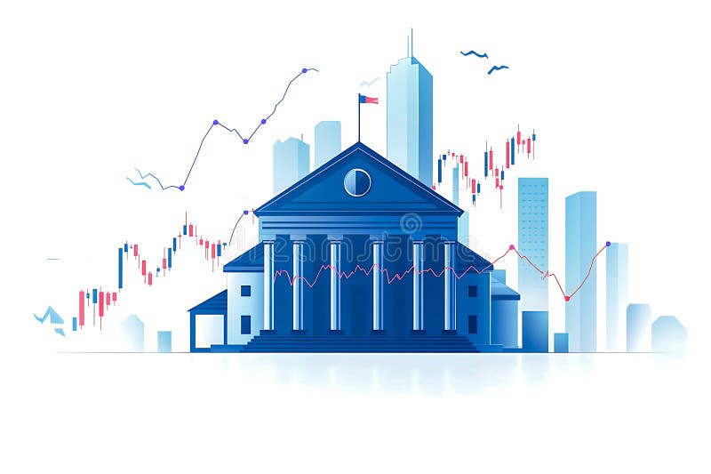 Vector Image of a Stock Exchange Building with a Graph Showing Stock ...