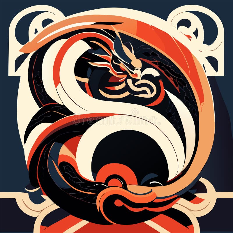 Vector Image of a Stylized Dragon on a Dark Blue Background. Generative ...