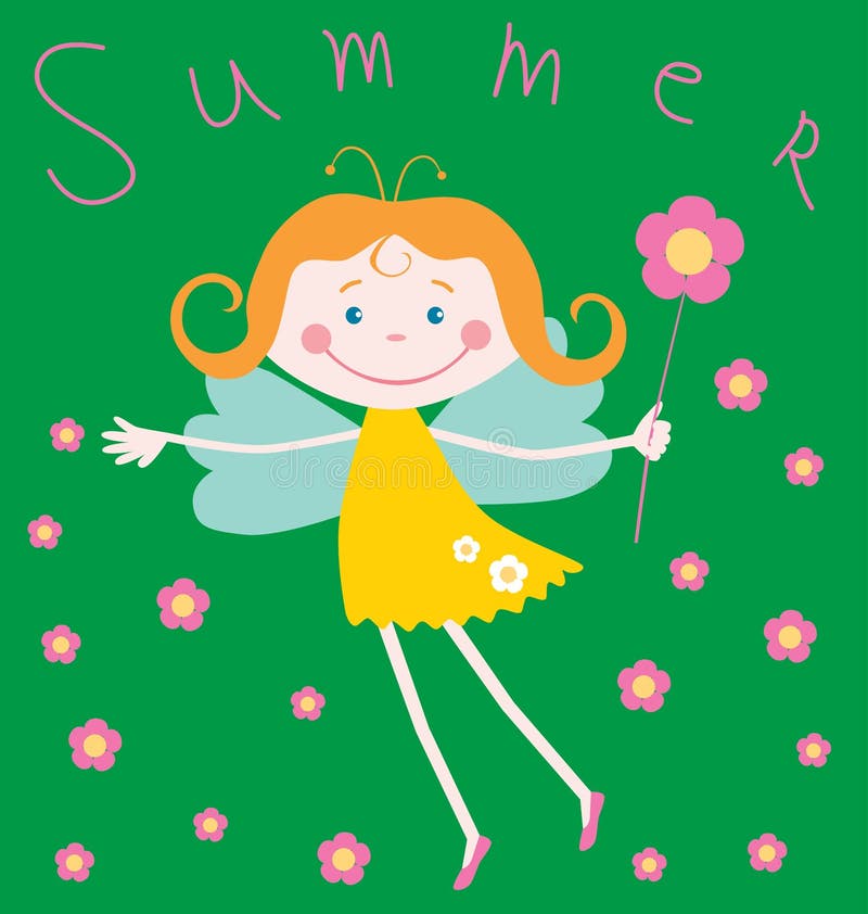 Vector Image of a Summer Elf Girl Stock Vector - Illustration of kids ...