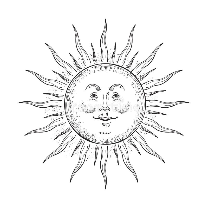 Vector Image of the Sun in the Style of Engraving. Stock Vector ...