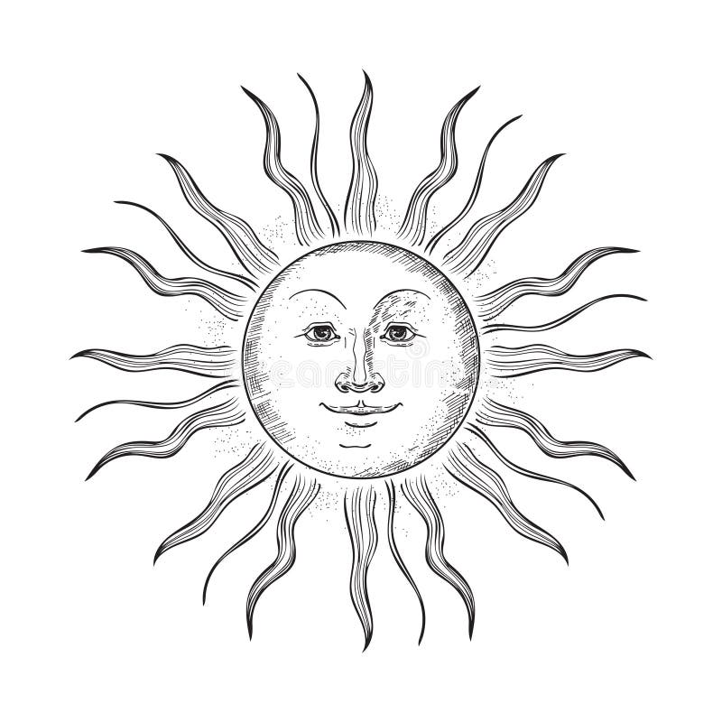 Vector Image of the Sun in the Style of Engraving. Stock Vector ...