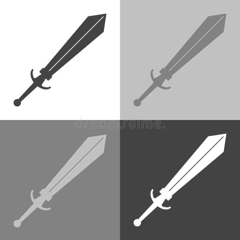 Vector Image Sword. Vector Icon Set on White-grey-black Color Stock ...