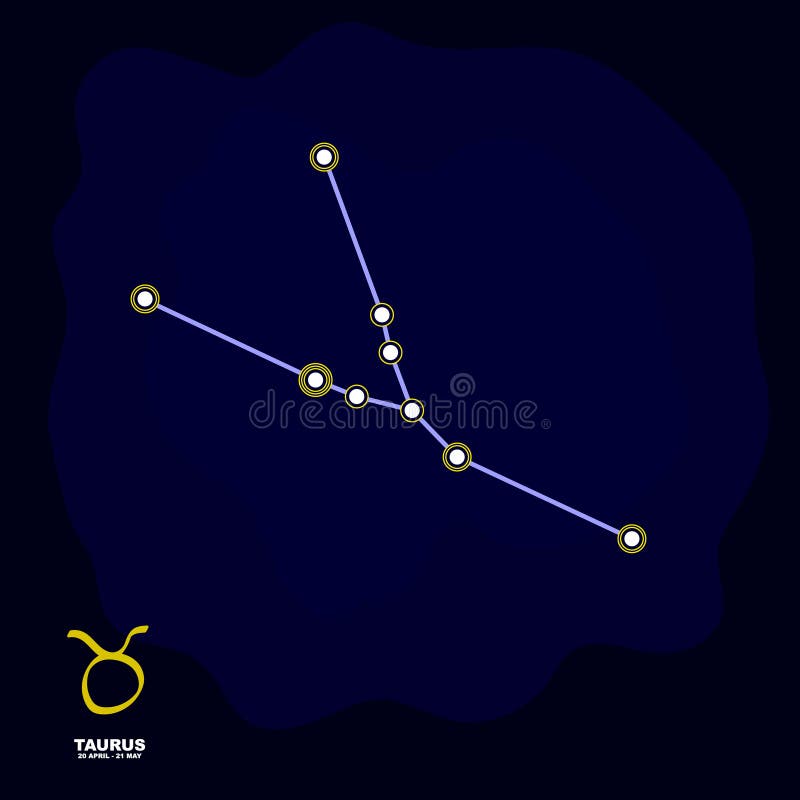 Vector Image with Taurus Zodiac Sign and Constellation of Taurus Stock ...