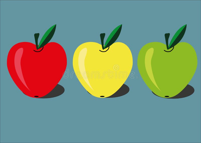 Vector Image of Three Apples Stock Vector - Illustration of produce ...