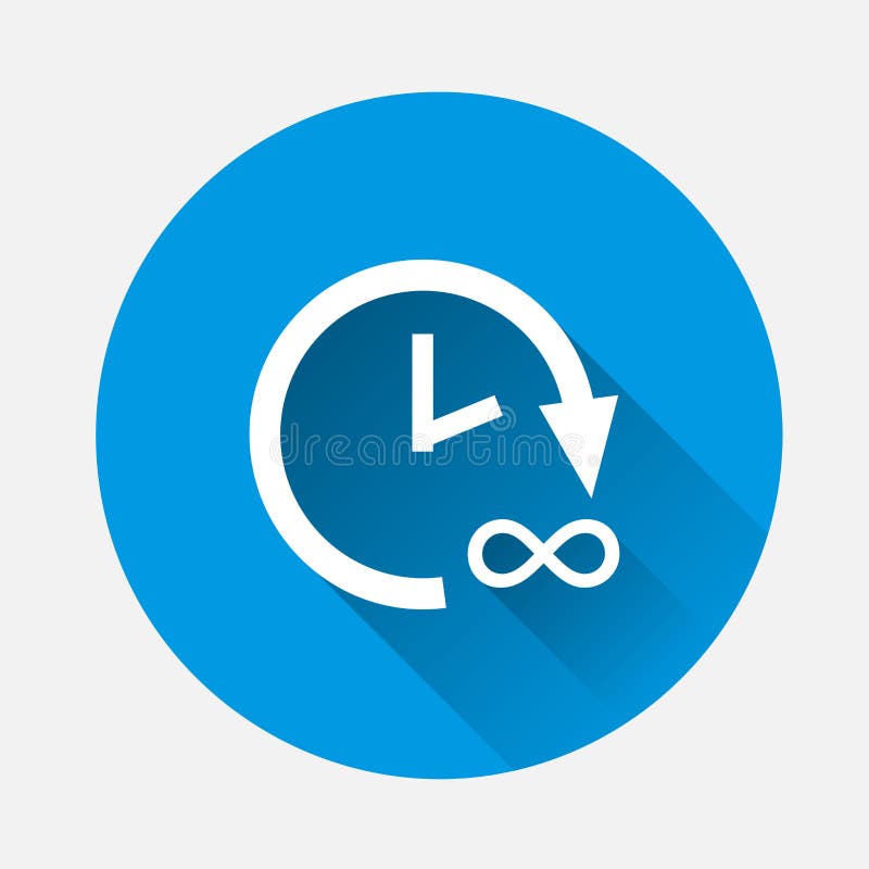 Vector Image of Time, Hours and Infinity.on Blue Background. Fl Stock ...