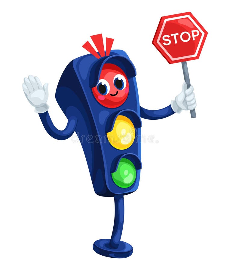 Vector Image of a Traffic Light with a Stop Sign. Stock Vector ...