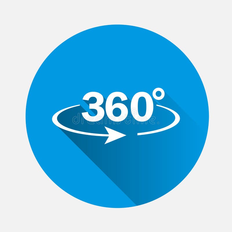 Vector Image Turn Sign 360 Degrees on Blue Background. Flat Ima Stock ...