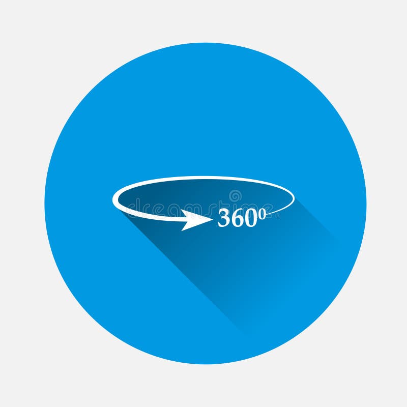 Vector Image Turn Sign 360 Degrees on Blue Background. Flat Image with ...
