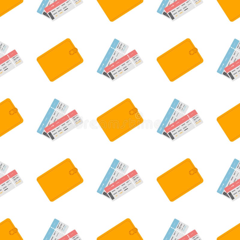 Wallet Pattern and Tickets on White Background Stock Vector ...