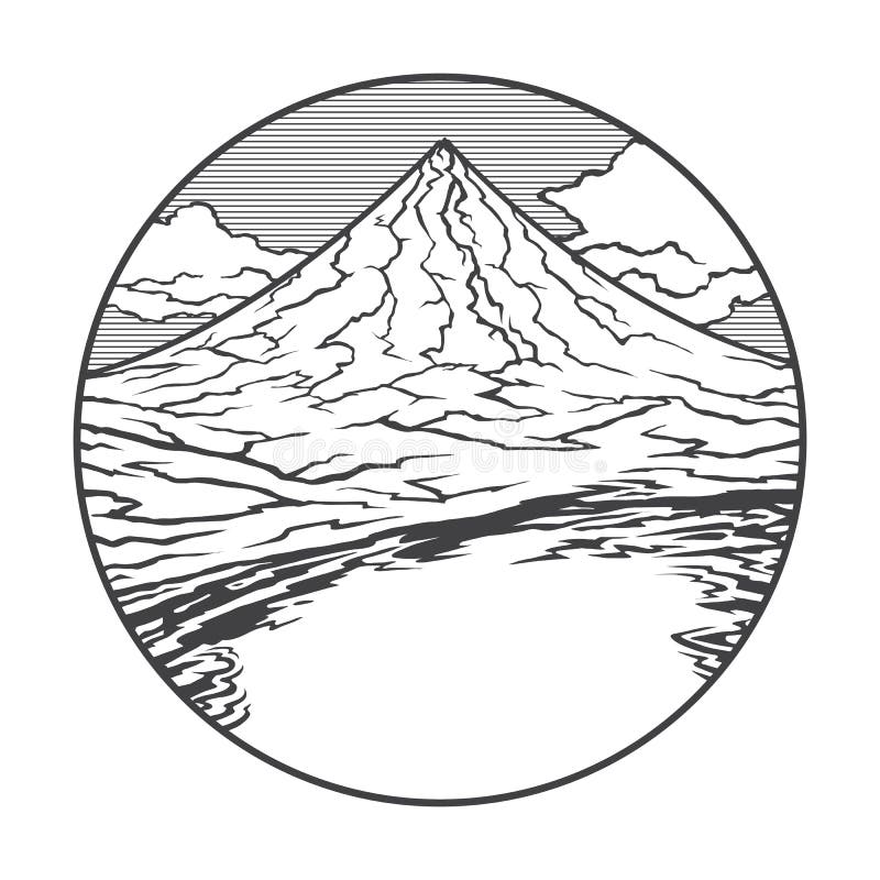 Mayon Volcano with Cagsawa Church Ruins Stock Illustration ...