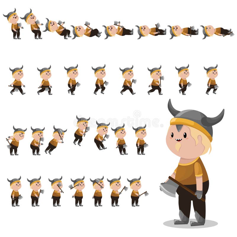 Viking Character Sprites for Games. Stock Vector - Illustration of ...