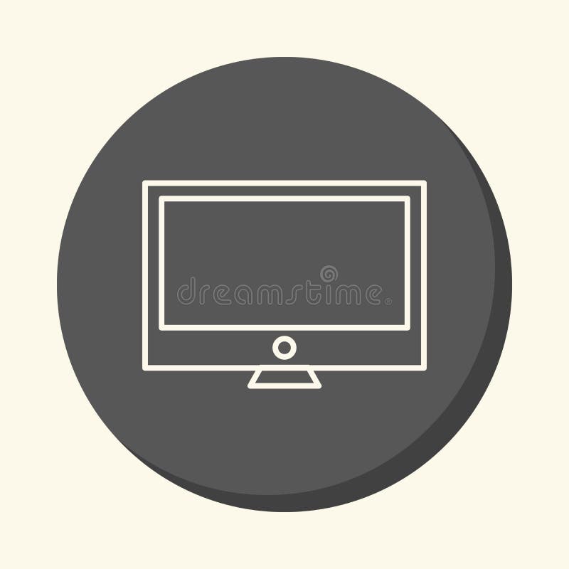 Vector Image of the Wide Computer Monitor, a Round Line Icon with an ...