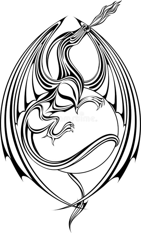 Vector Image of a Winged Dragon on a Sphere. Stock Vector ...