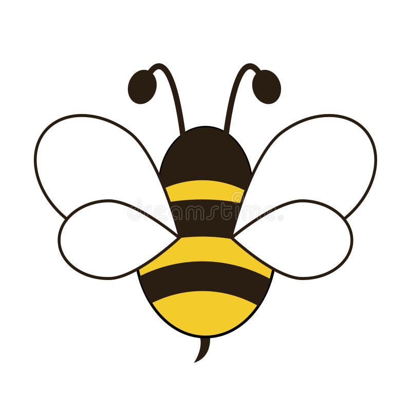 Vector Image of a Yellow-black Bee on a White Background. Rear View ...