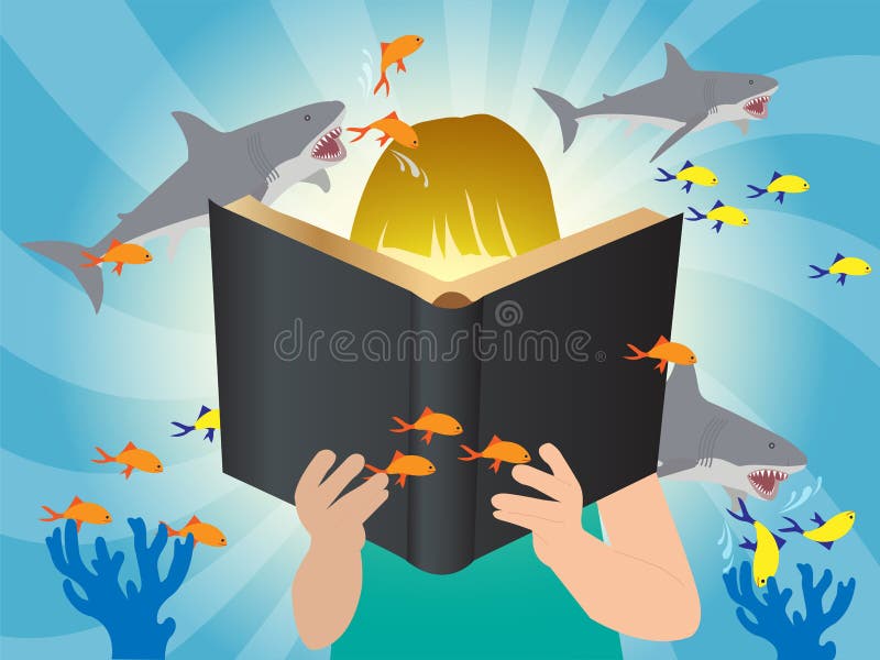Vector Imagination Concept Children Reading Book Stock Vector ...