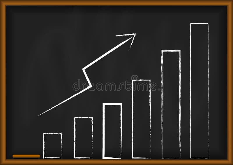 Vector : Increase Business Bar Graph with Arrow on Blackboard Stock ...