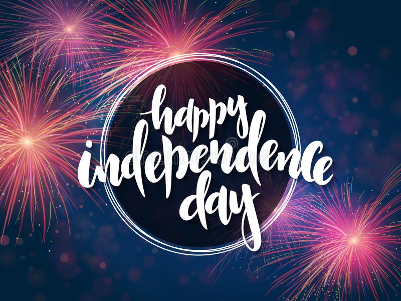 Vector Independence Day Greetings Card with Hand Lettering - Happy ...