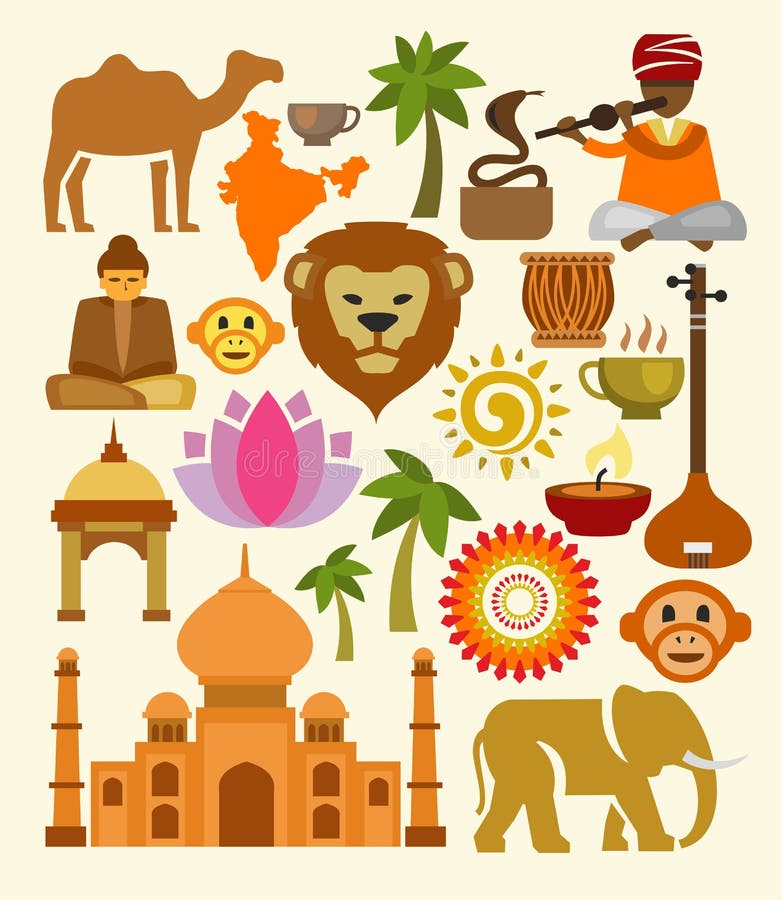 India Travel Set Icons, Vector Stock Vector - Illustration of asia ...