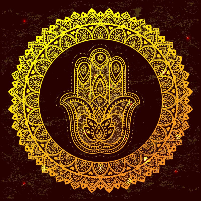 Vector Indian Hand Drawn Hamsa With Ornaments Stock Vector ...
