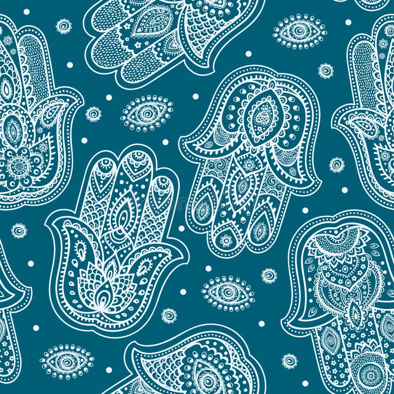 Vector Indian Hand Drawn Hamsa Seamless Pattern Stock Vector ...