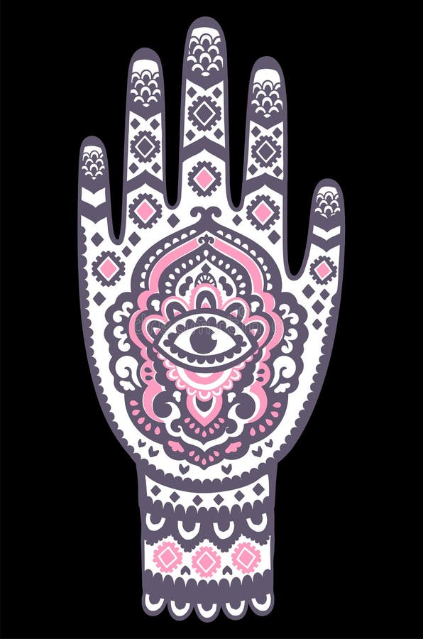 Vector Indian Hand Drawn Hamsa Symbol Seamless Pattern Stock Vector ...